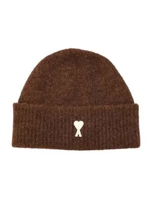 AMI Paris Wool-blend Ribbed Beanie Hat