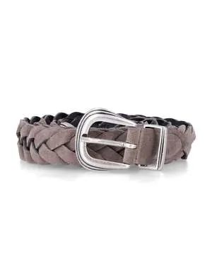 MANCINI 1979 Braided Leather Belt With Buckle - Fango