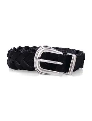 MANCINI 1979 Braided Leather Belt With Silver-tone Buckle - Nero