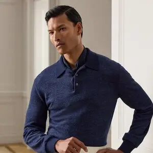 Ralph Lauren Linen-cashmere Polo Sweater - Navy Multi
