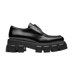 Prada Monolith Pointy Brushed Leather Lace Up