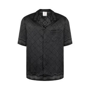 Casablanca Radiating Monogram Cuban Collar Short Sleeve Shirt