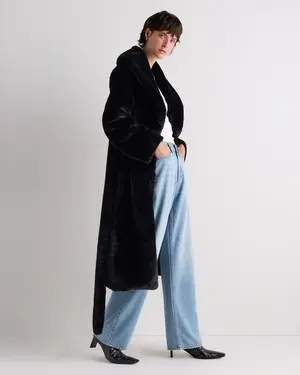 Quince Faux Fur Maxi Wrap Coat