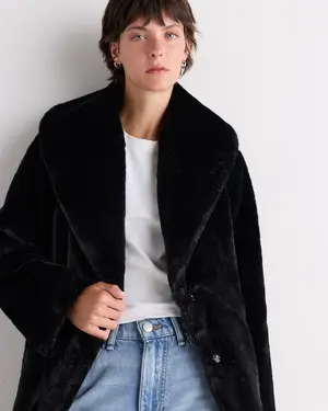 Quince Faux Fur Maxi Wrap Coat