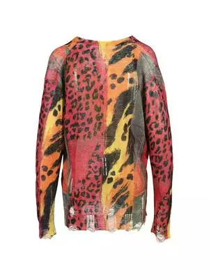 R13 Distressed Leopard-print Cardigan