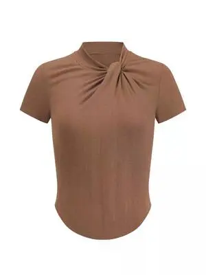 OUDE WAAG Knotted-neck Ribbed-knit T-shirt