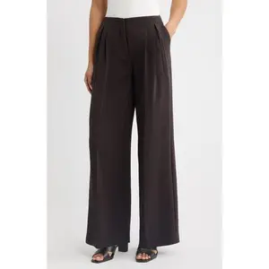 OPEN EDIT Curator Crepe Pleated Trousers - Brown Ganache
