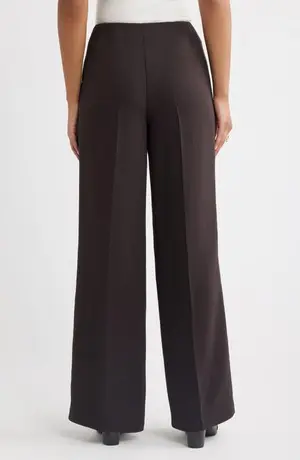 OPEN EDIT Curator Crepe Pleated Trousers - Brown Ganache