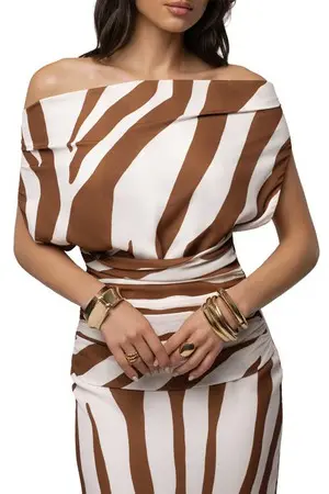 JLUXLABEL Zebra Impressions Plunge Maxi Dress
