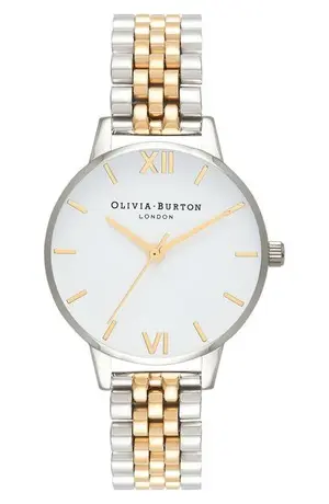 OLIVIA BURTON Two-tone Round Bracelet Watch - Silver/white/gold