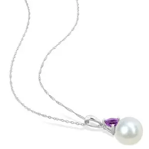 JULIANNA B. 2-piece Set Pearl Gemstone Necklace & Earrings 10k - Amethyst