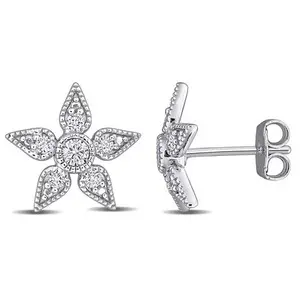 JULIANNA B. Lab-grown Diamond Flower Stud Earrings - Sterling Silver