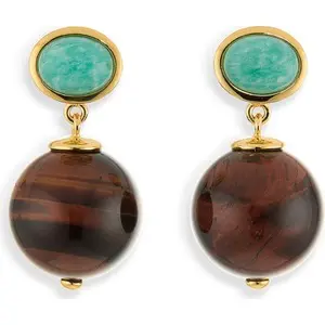 LIZZIE FORTUNATO Umbria Tiger's Eye Drop Earrings - Multi