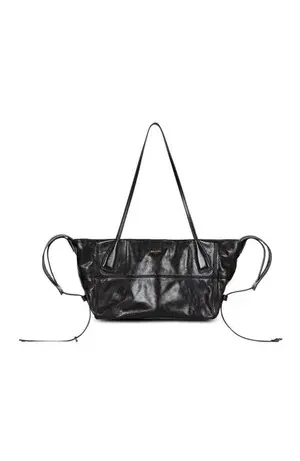Balmain Small Track Zips Calfskin Tote Bag - Black
