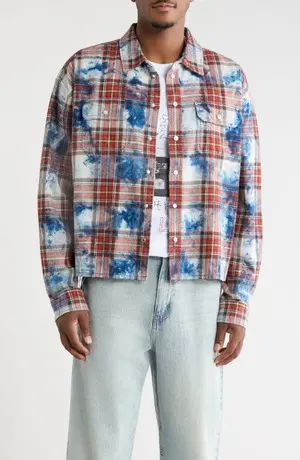 PURPLE BRAND Embellished Flannel Shirt - White Multi