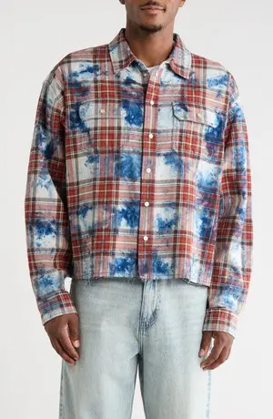 PURPLE BRAND Embellished Flannel Shirt - White Multi