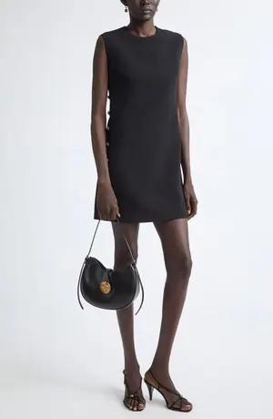 Versace Techno Cady Stretch Sleeveless Mini Dress With Medusa Buttons - Black