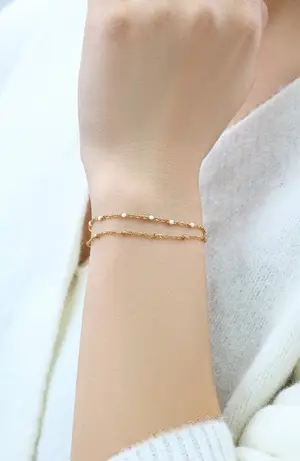 MINT & LILY Dainty Double Chain Beaded Bracelet