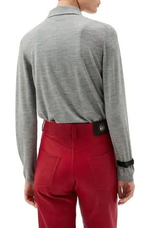 Versace Virgin Wool Collared Button-down Cardigan - Grey