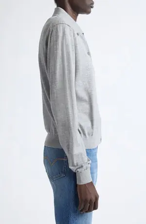 Versace Virgin Wool Collared Button-down Cardigan - Grey
