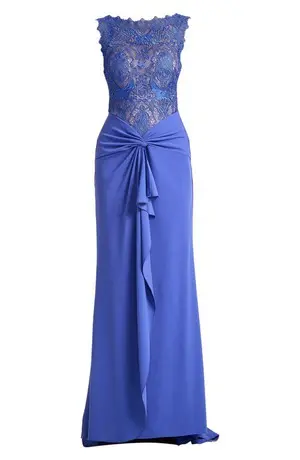 Tadashi Shoji Lace Bodice Twist Front Gown