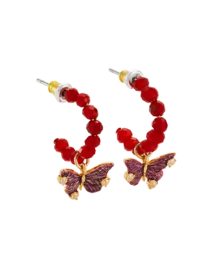 FABLE ENGLAND Hera Butterfly Charm Hoop Earrings