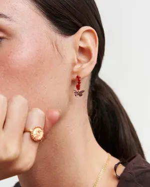 FABLE ENGLAND Hera Butterfly Charm Hoop Earrings