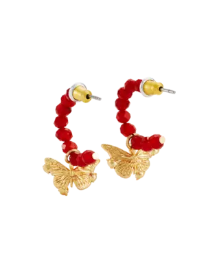 FABLE ENGLAND Hera Butterfly Charm Hoop Earrings