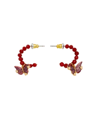 FABLE ENGLAND Hera Butterfly Charm Hoop Earrings