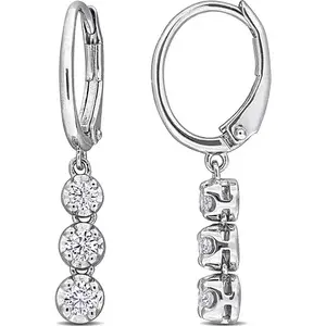 JULIANNA B. Lab-grown Diamond 3-stone Drop Earrings - Sterling Silver