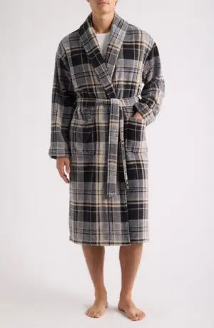 Majestic International Firelight Plush Shawl Robe - Black