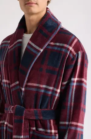 Majestic International Firelight Plush Shawl Robe - Winterberry