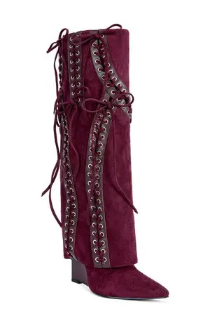 AZALEA WANG Mantegna Pointed Toe Wedge Boot