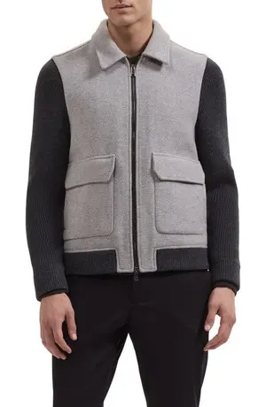 Bugatchi Hybrid Knit Blouson Jacket - Graphite