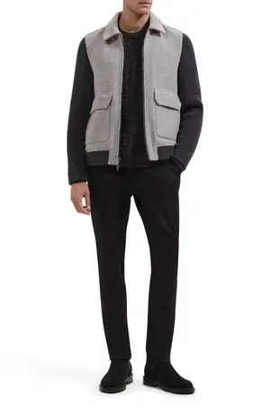 Bugatchi Hybrid Knit Blouson Jacket - Graphite
