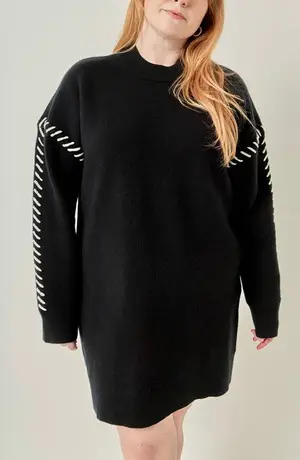 English Factory Whipstitched Knit Minidress