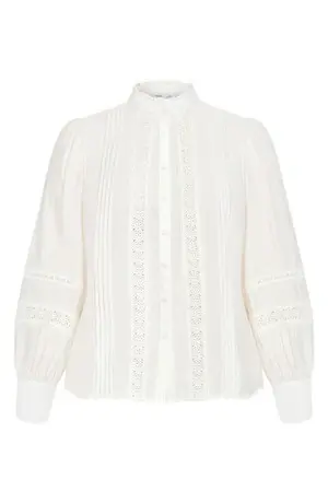 City Chic Whimsical Pintuck Lace Shirt