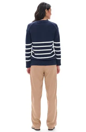 HATLEY Striped Cotton & Cashmere V-neck Sweater