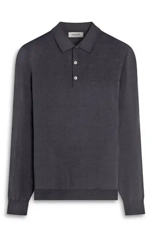 Bugatchi Merino Wool Polo Sweater Anthracite