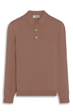 Bugatchi Merino Wool Polo Sweater Camel