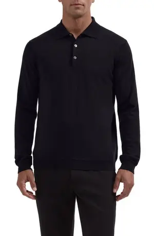 Bugatchi Merino Wool Polo Sweater Navy