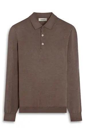 Bugatchi Merino Wool Polo Sweater Walnut