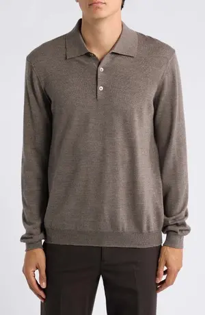 Bugatchi Merino Wool Polo Sweater - Walnut
