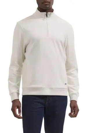 Bugatchi Quarter Zip Pullover Chalk