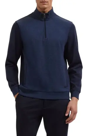 Bugatchi Quarter Zip Pullover - Navy