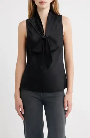 Rails Poppy Tie Neck Sleeveless Top - Black