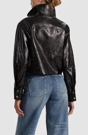 Alice + Olivia James Funnel Neck Faux Leather Parka