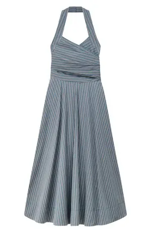 A.L.C. Magnolia Striped Halter Cotton Midi Dress