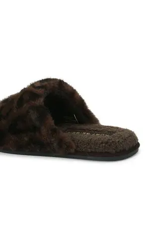 Kurt Geiger Kensington Faux Fur Slipper - Medium Brown