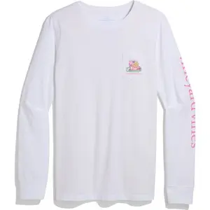 Vineyard Vines Long Sleeve Pocket Graphic T-shirt - White Cap